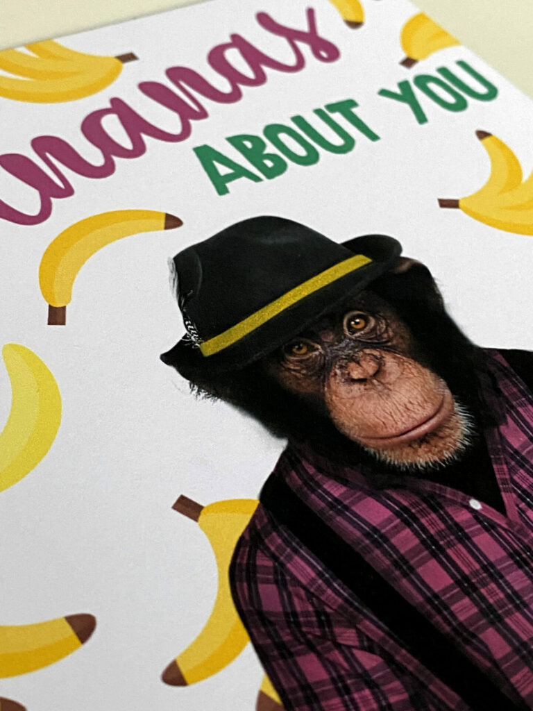 Monkey anniversary, Valentine’s Day card: Totally bananas about you ...