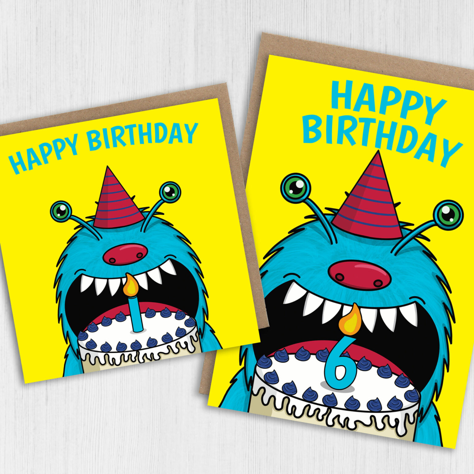 Age child’s monster birthday card for ages 1-6 – Prints With Personality