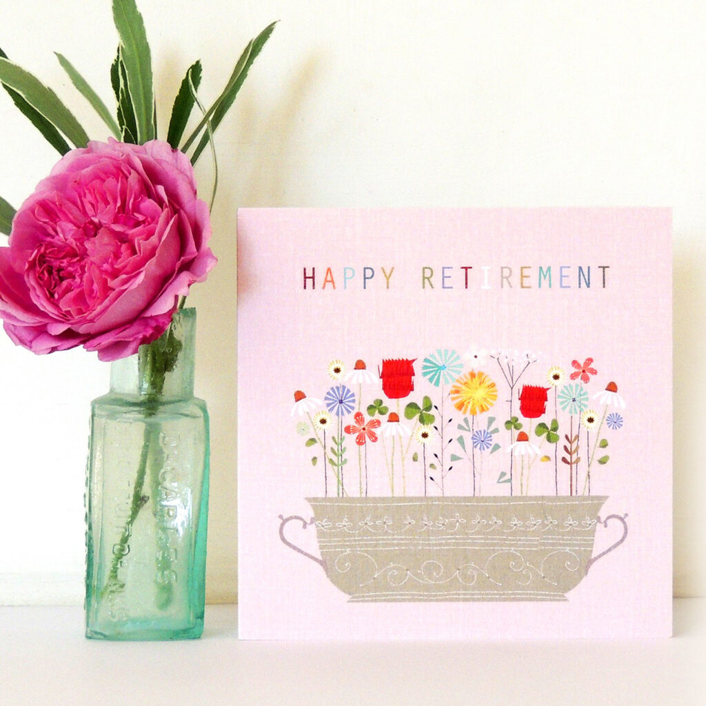 Floral happy retirement card – Prints With Personality
