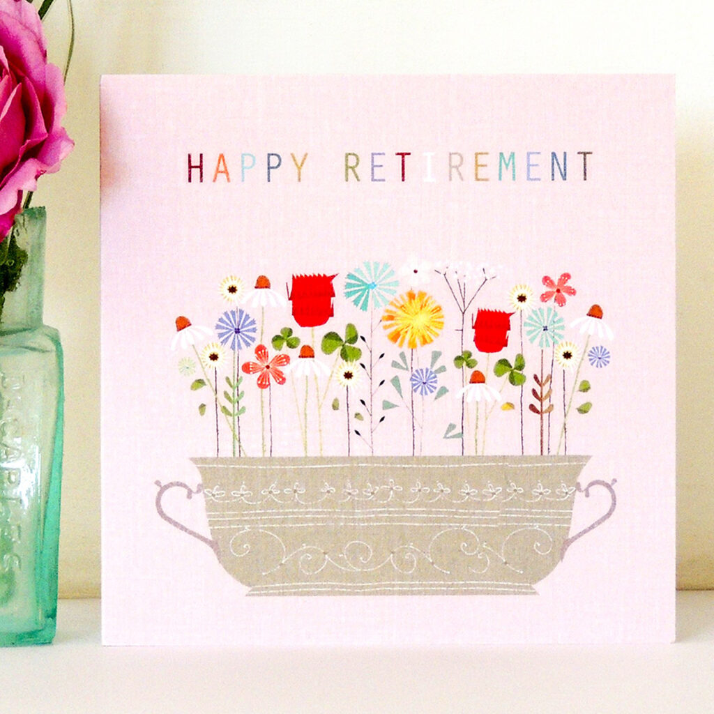 Floral happy retirement card – Prints With Personality