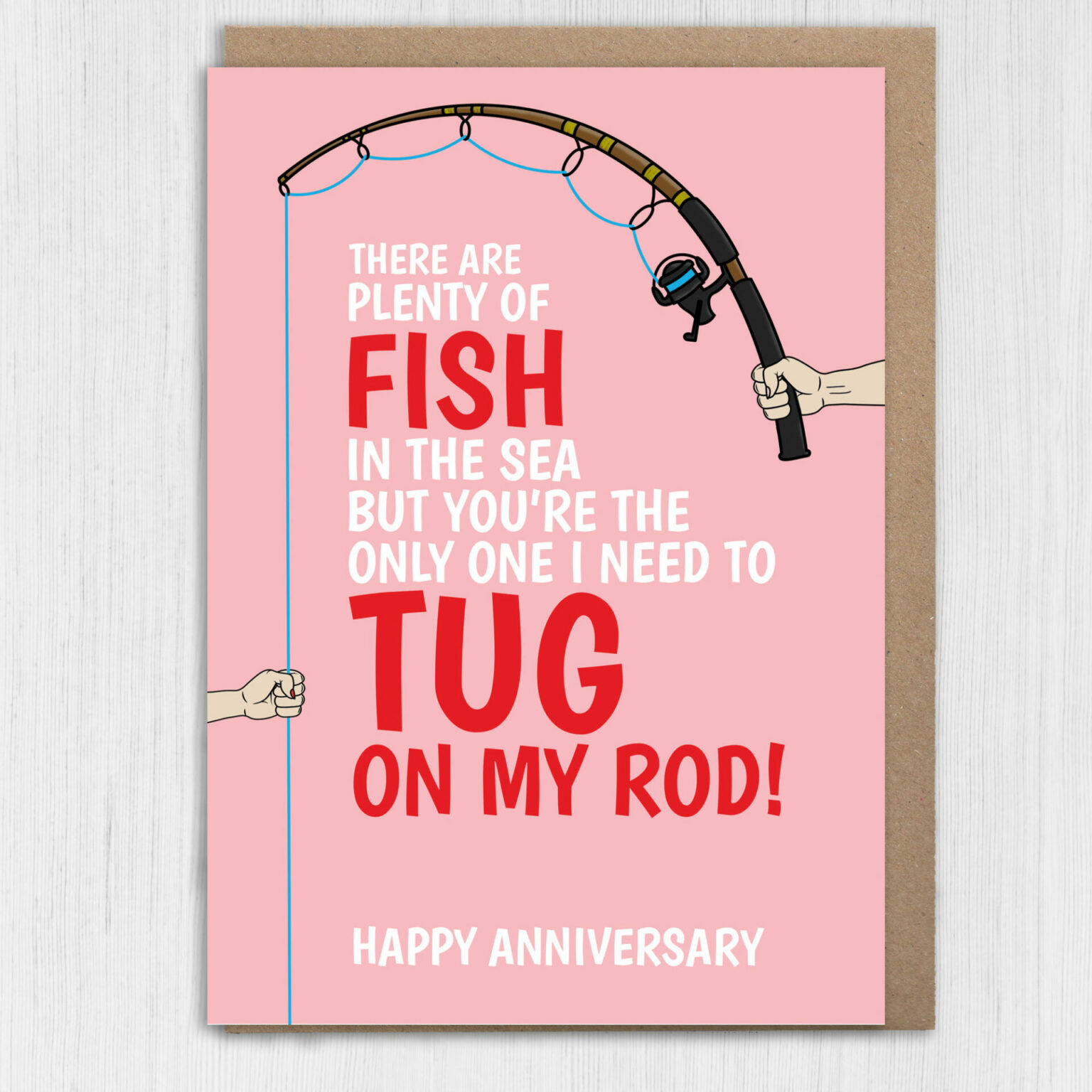 Funny, rude fishing anniversary card: Tug on my, your rod – Prints With ...