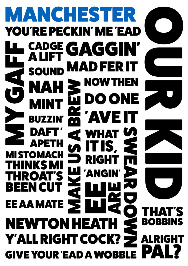 Manchester dialect and sayings print – Prints With Personality