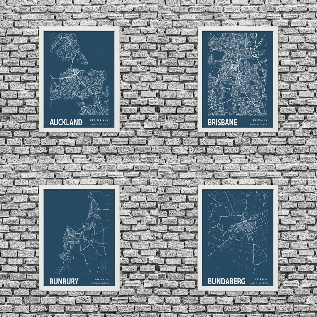 Blueprint map prints: Australia and New Zealand – Prints With Personality